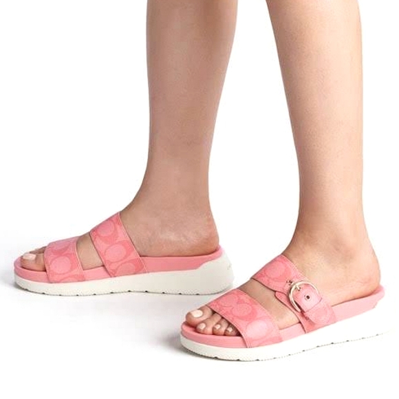 Coach | Shoes | Coach Slide On Sandals Pink Lemonade Gwen Sizes 11 ...